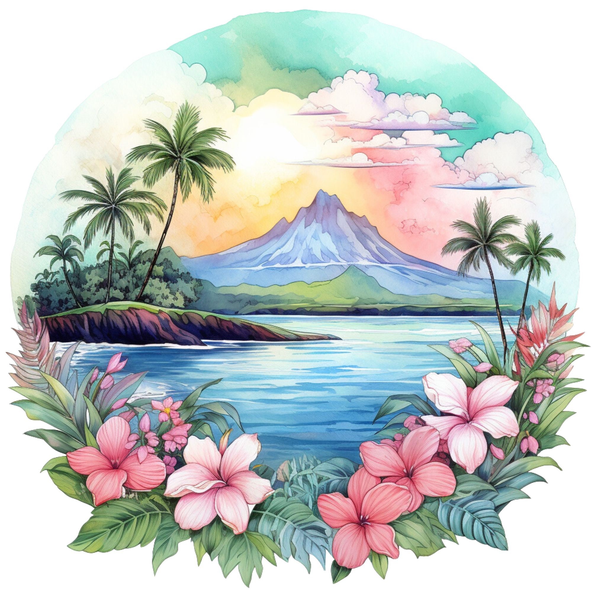 Watercolor Hawaii Clipart Hawaii Illustrations Bundle - Etsy