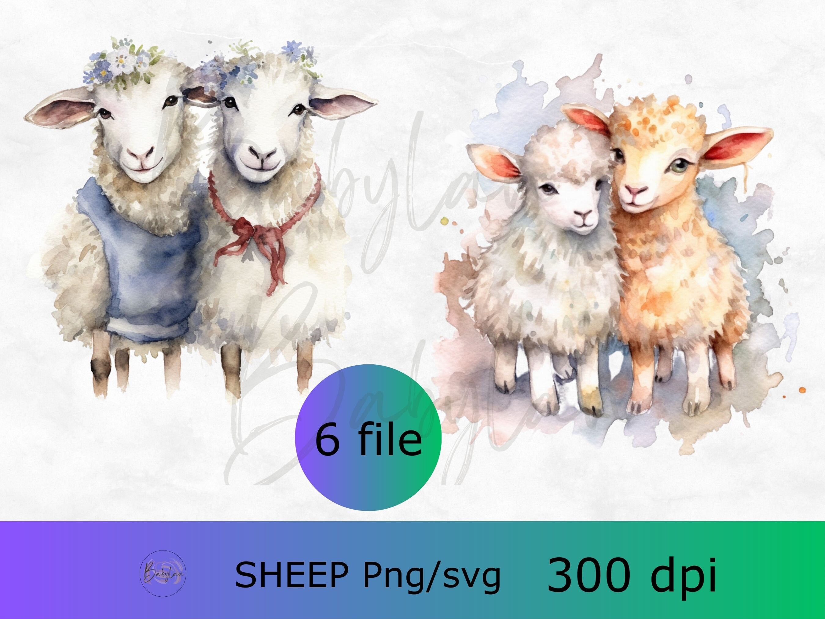 Watercolor Sheep Svg Bundle, Baby Sheep Set Clipart, Watercolor Farm ...