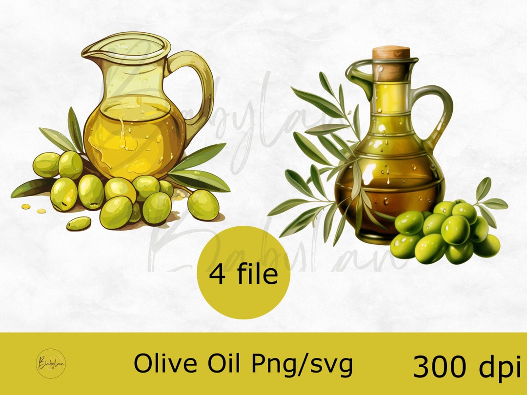 Olive Oil Bottle Svg Bundle, Cooking Oil Png, Appetizer Clip Art Set ...