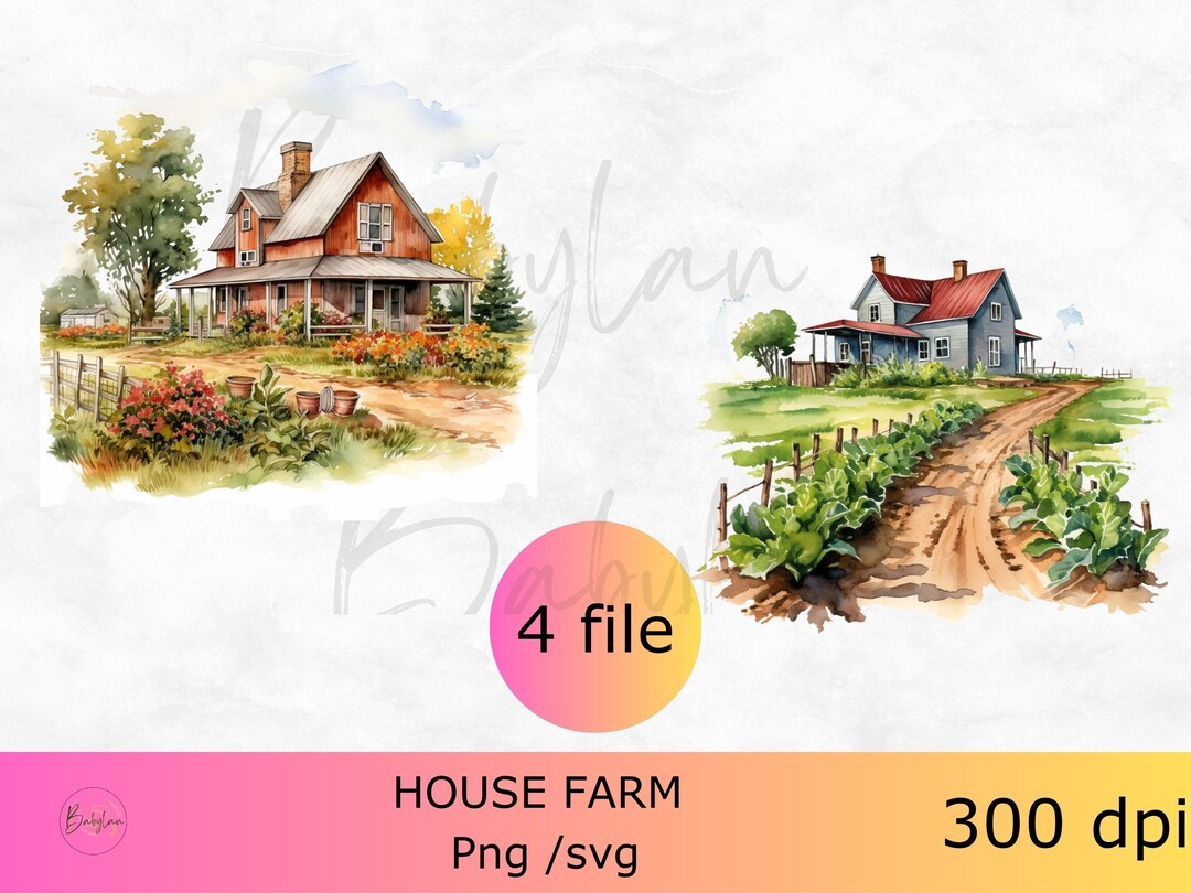 Farmhouse Svg Bundle, Dairy Farm Clip Art, Countryside Cabins Png, Farm ...