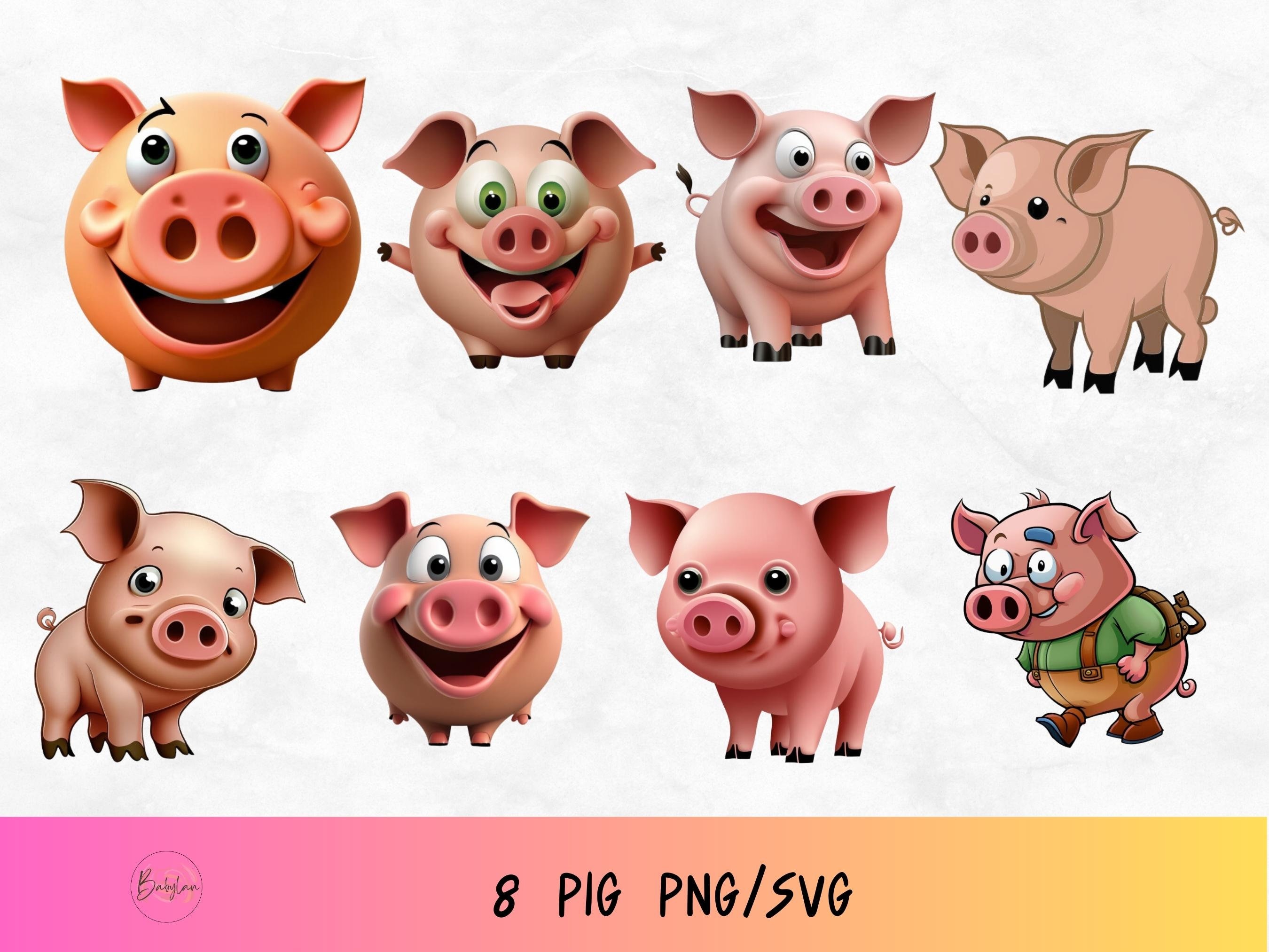 Pig Svg Bundle, Cute Pig Svg, Little Piggy Cartoon Png, Piggy Wildlife ...