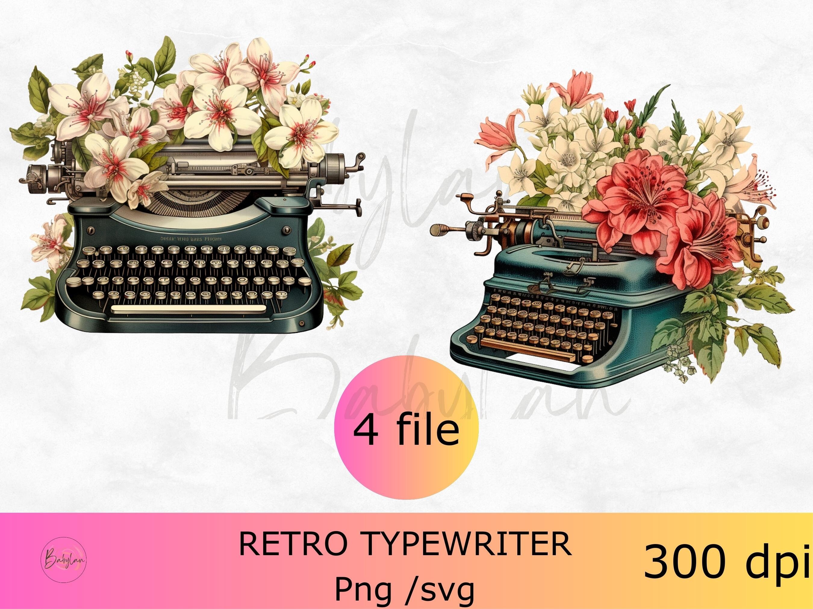 Typewriter Svg Bundle, Retro Writing Machine Clip Art, Retro Typing ...