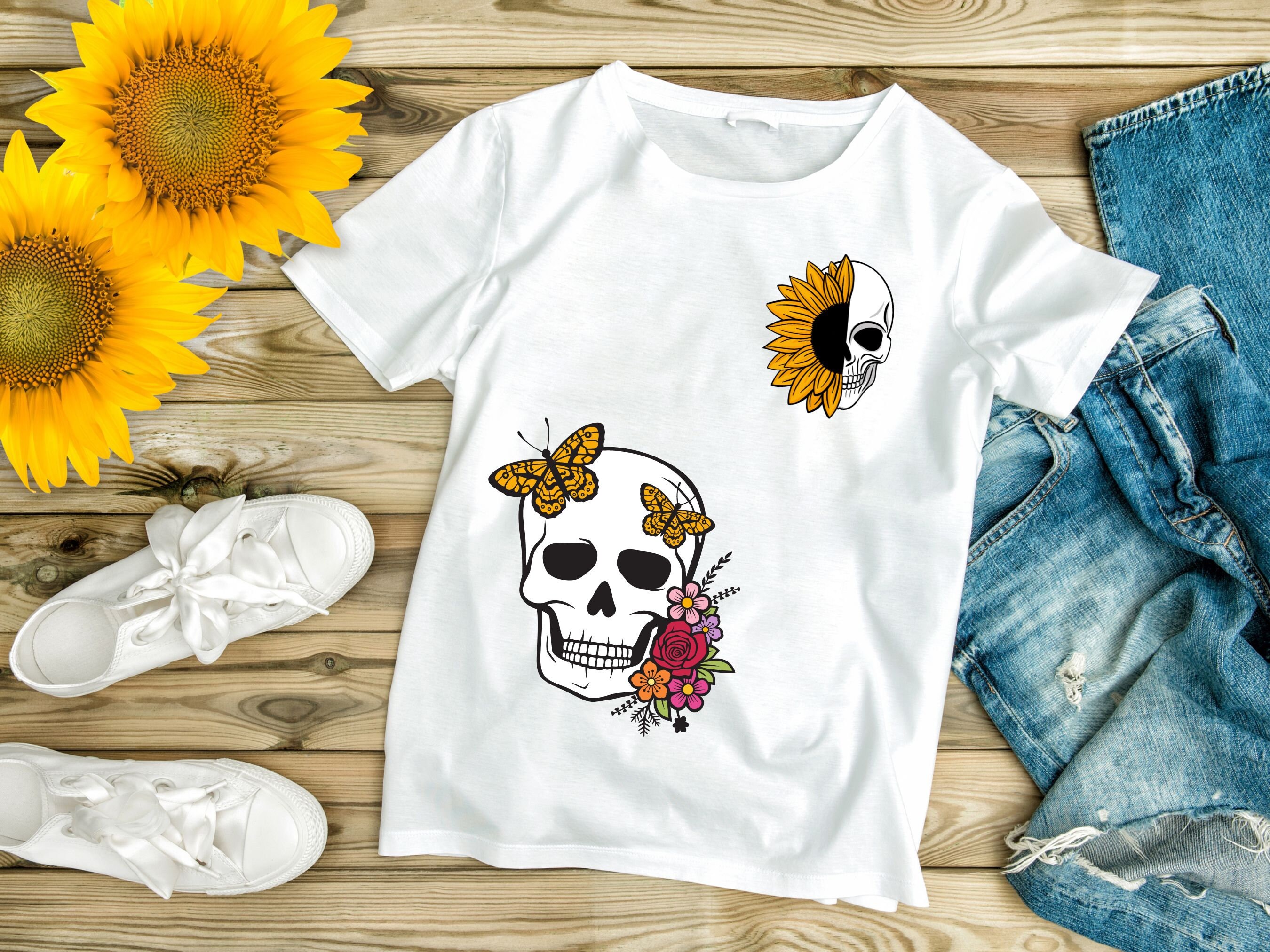 Floral Skeleton Svg Bundle,skull Head Svg, Floral Set Clipart Skeleton ...