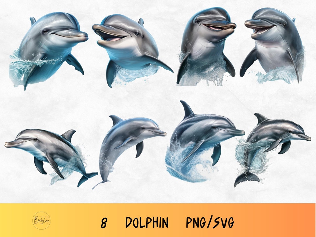 Dolphin Svg Bundle, Cute Dolphin Svg, Ocean Animals Png, Ocean Theme ...