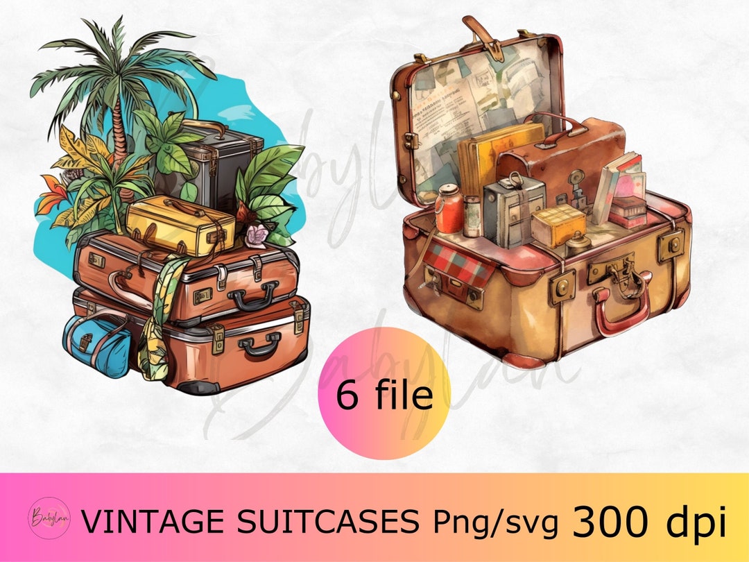 Vintage Suitcases Svg Bundle, Retro Suitcase Clip Art, Antique Luggage ...
