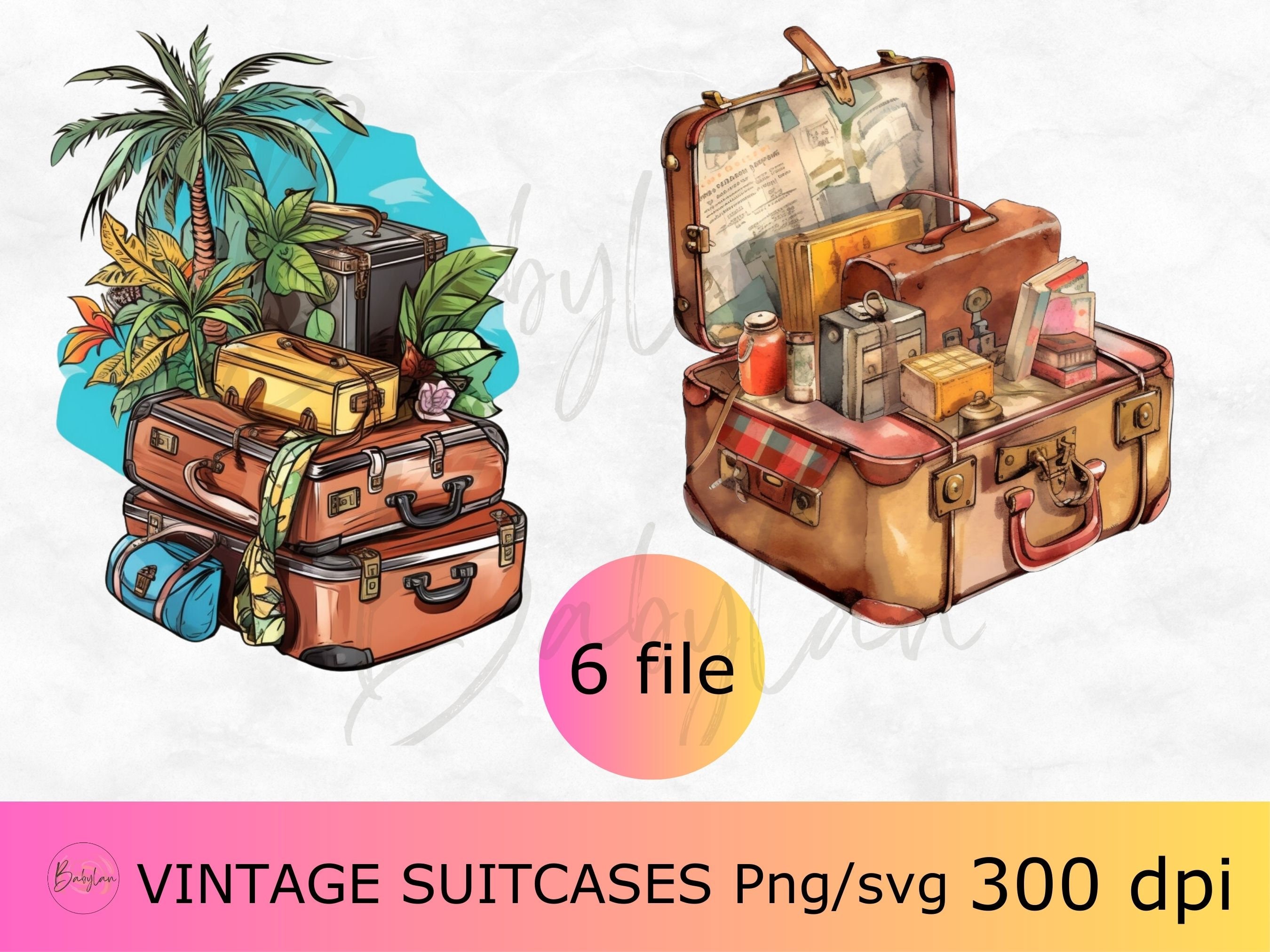 Vintage Suitcases Svg Bundle, Retro Suitcase Clip Art, Antique Luggage ...