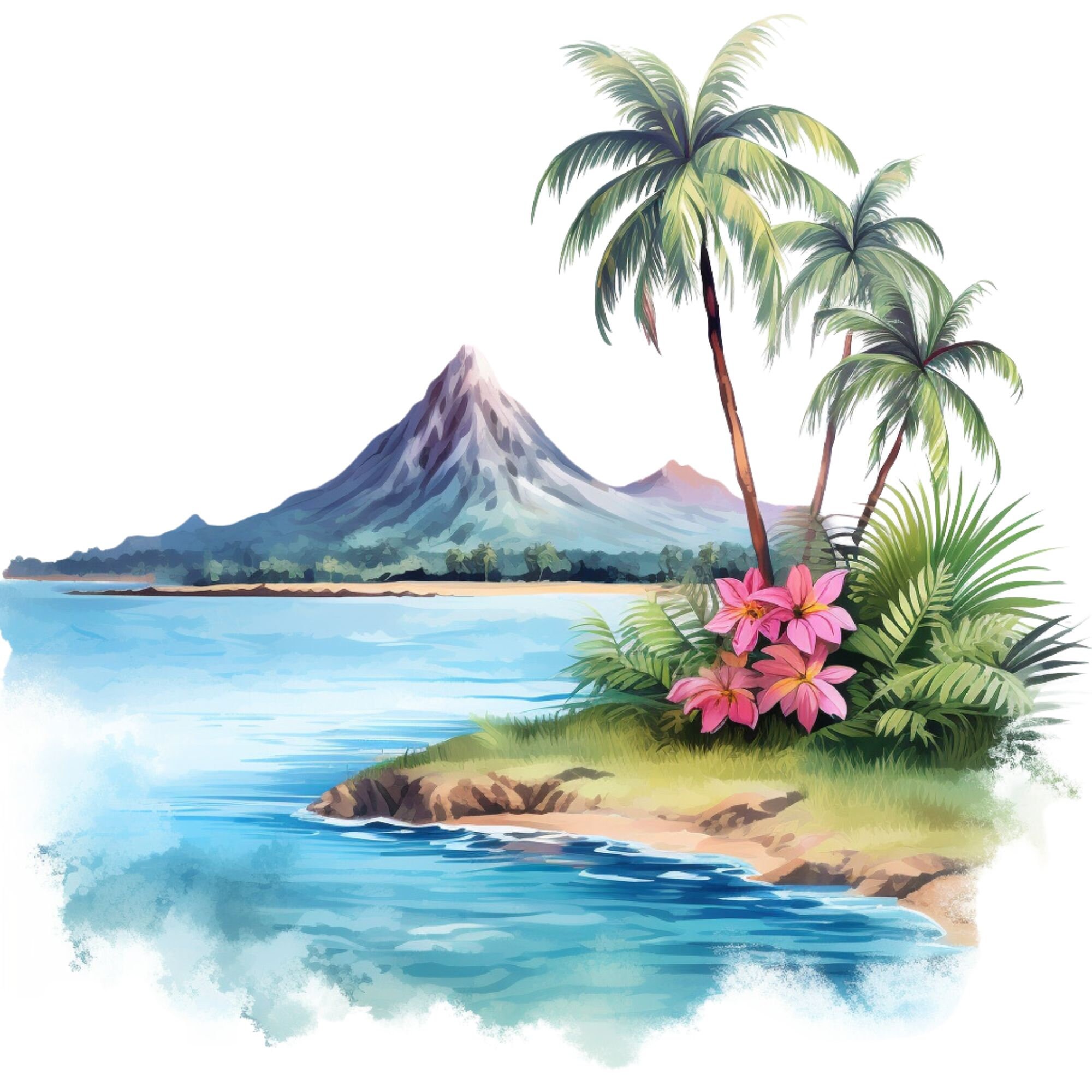 Watercolor Hawaii Clipart, Hawaii Illustrations Bundle, Watercolor ...