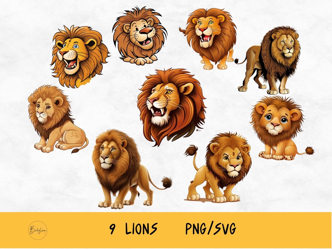 Lion Svg Bundle, Cute Lion Svg, Simba Png, Funny Simba Design Clip Art ...