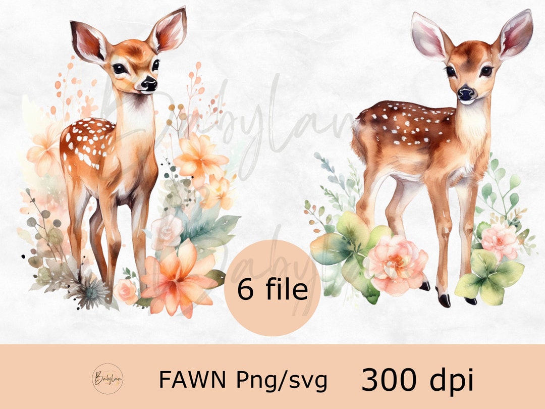 Floral Fawn SVG Bundle, Flower Deer Clipart,woodland Animal SVG, Cute ...