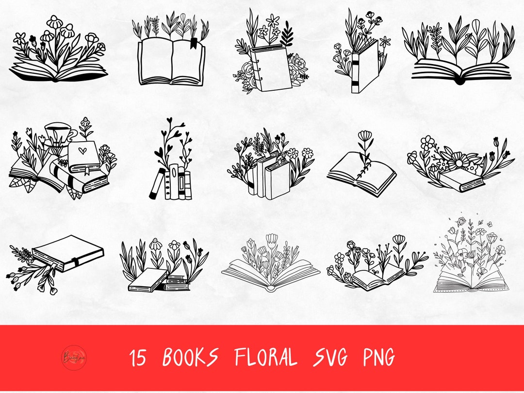 Floral Book SVG, Book With Flowers Svg, Book Svg, Reading Svg, Read ...
