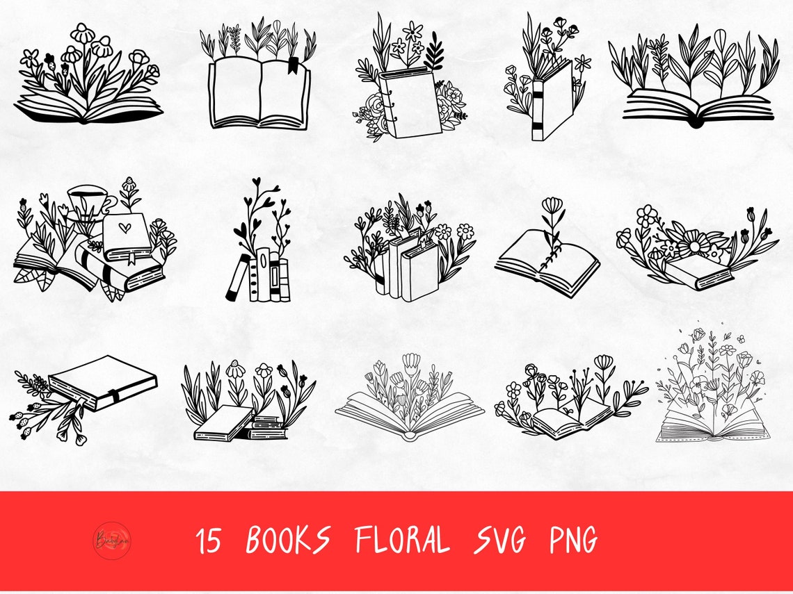 Floral Book SVG Book With Flowers Svg Book Svg Reading Svg - Etsy