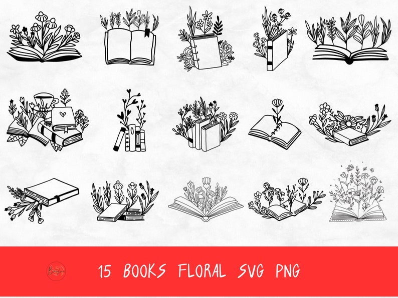 Floral Book SVG, Book With Flowers Svg, Book Svg, Reading Svg, Read ...