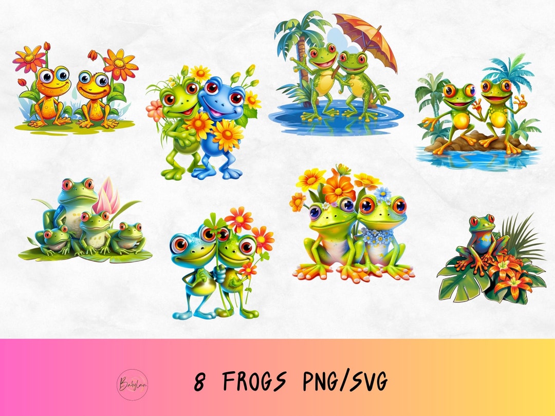 Frog Svg Bundle, Cute Frog Svg, Froggy Clipart, Animal Wildlife Png ...