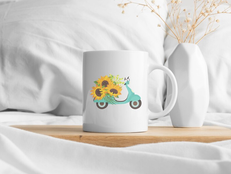 Sunflower Car Svg Bundle, Floral Set Cars Clip Art, Botanical Clip Art ...