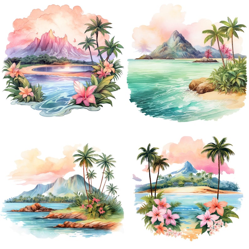 Watercolor Hawaii Clipart Hawaii Illustrations Bundle - Etsy