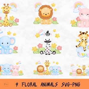 Floral Animal Svg Bundle, Floral Set Clip Art Animals, Botanical Clip ...