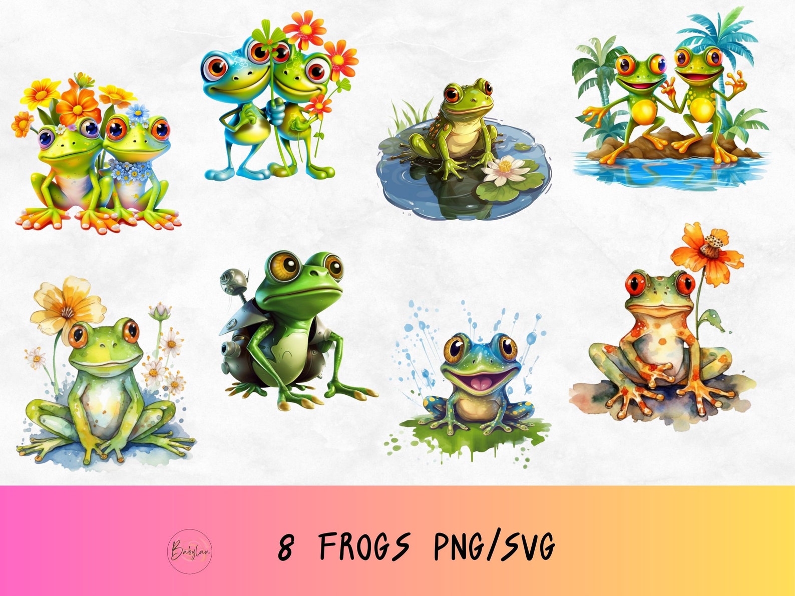 Frog Svg Bundle, Cute Frog Svg, Froggy Clipart, Animal Wildlife Png ...