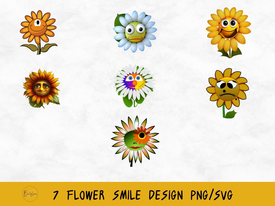 Smile face flower svg, Smiley svg, Smiley flower clipart, Happy face ...