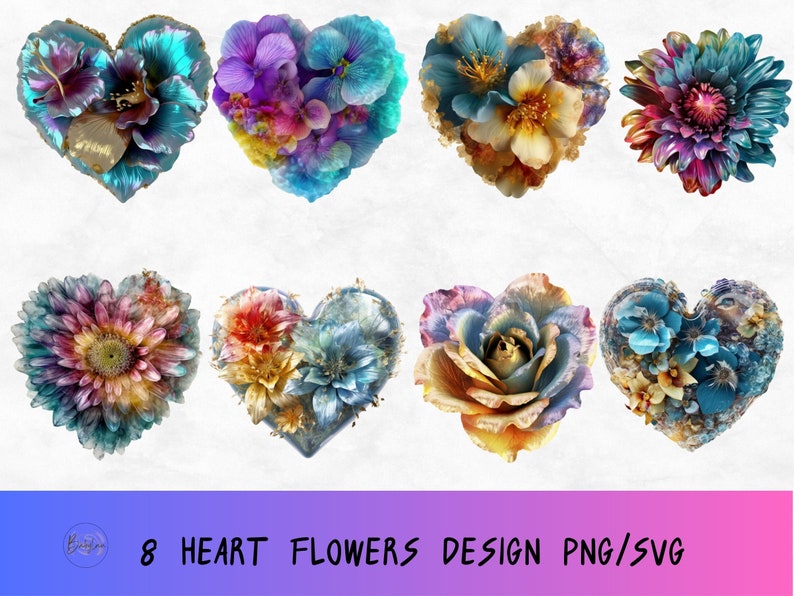 Floral Heart Svg Bundle Heart Flowers Svg Watercolor Love - Etsy
