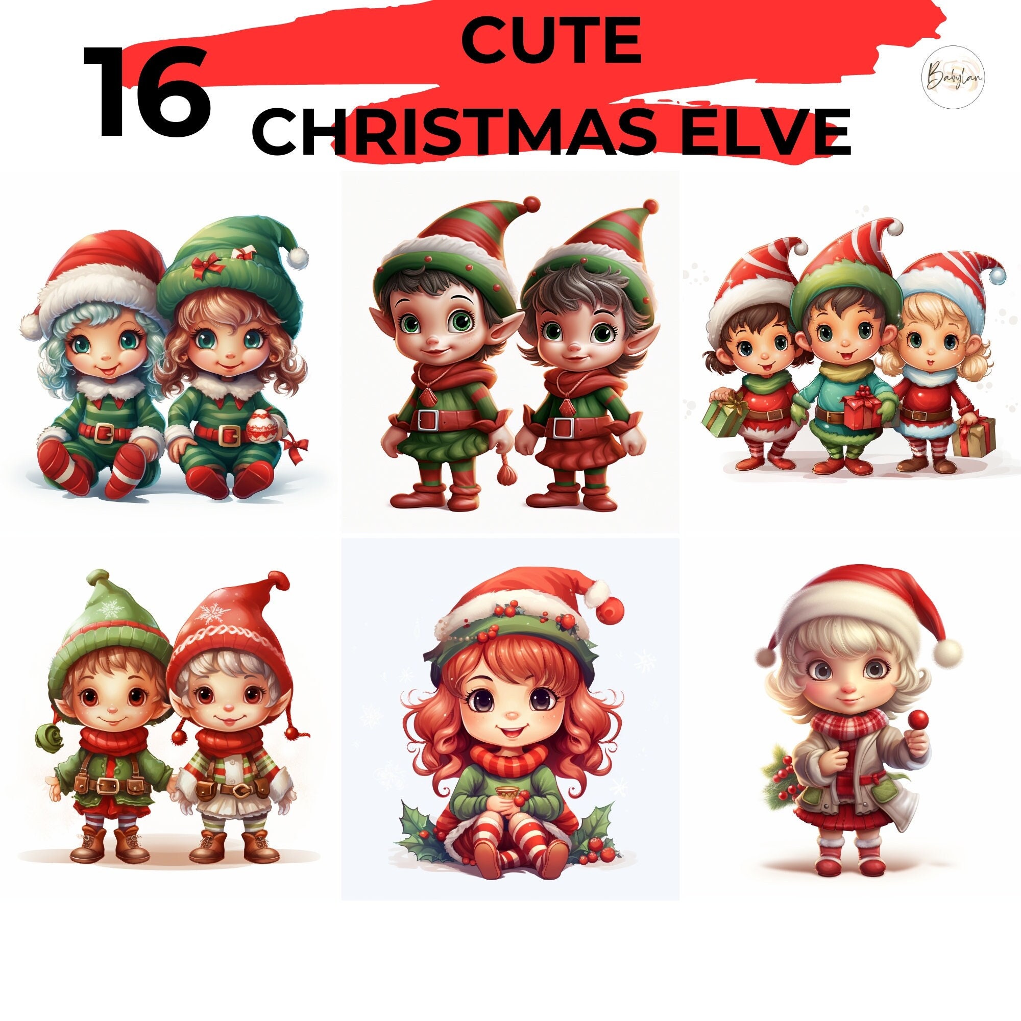 Cute Christmas Elves Clipart Bundle, Christmas Clip Art Bundle, Elves ...