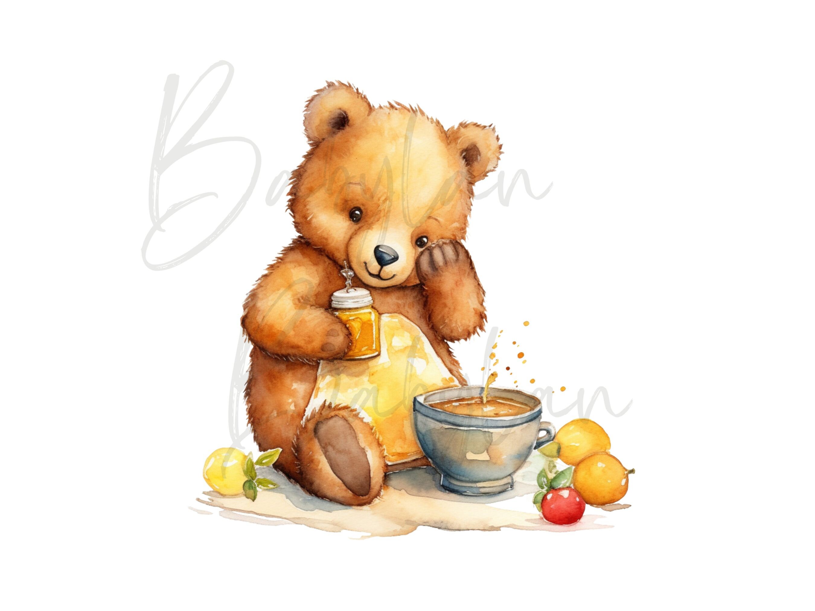 Bear Svg Bundle, Cute Honey Bear Clip Art, Watercolor Teddy Cartoon Png ...