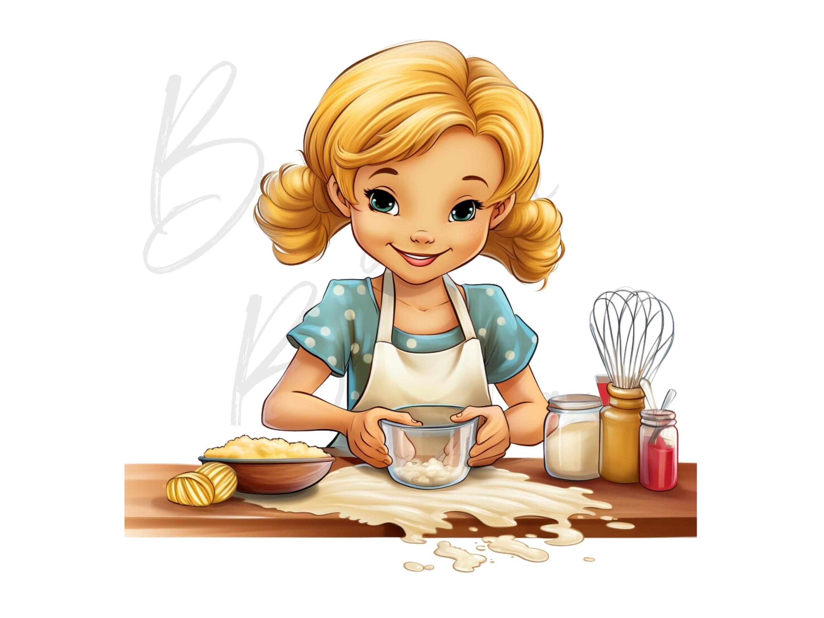 Cooking Girl Svg, Chef Girl Clipart, Watercolor Foodie Woman Png ...