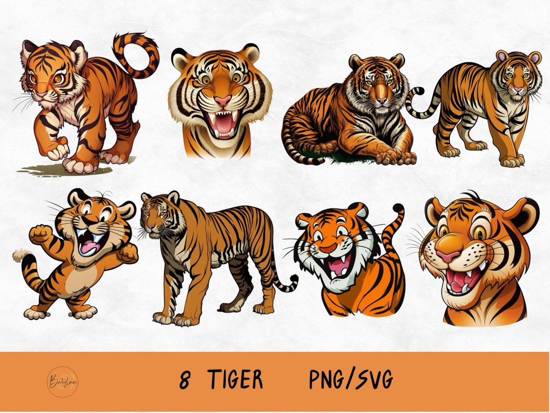 Tiger Svg Bundle, Cute Tiger Svg, African Wildlife, Safari Theme Design ...