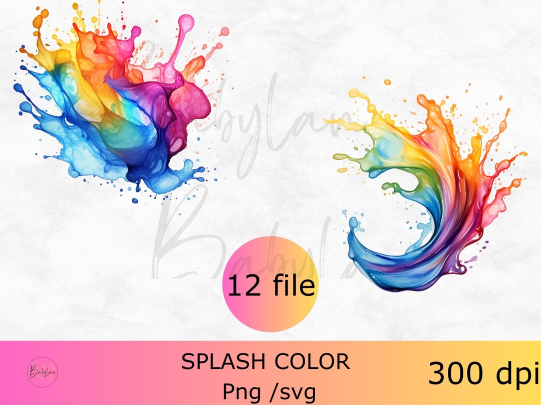 Splash Color Svg Bundle, Paintbrush Splatter Vector, Artistic Paint ...