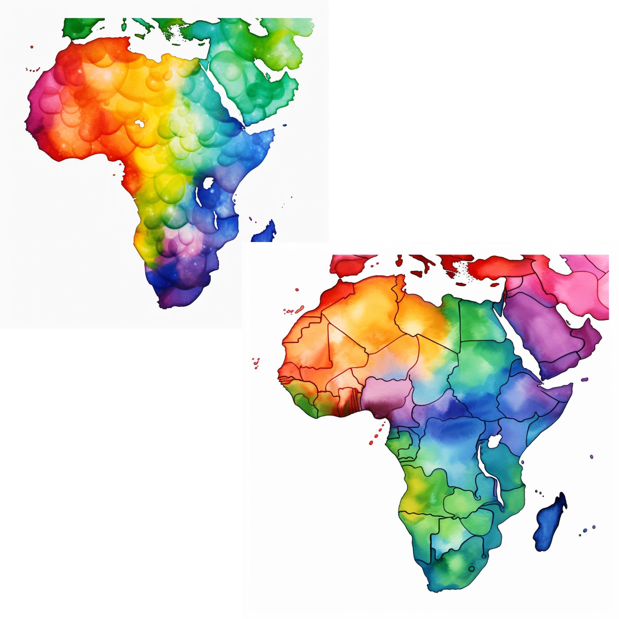 Watercolor AFRICAN MAP Clipart, African Illustrations Bundle, Continent ...