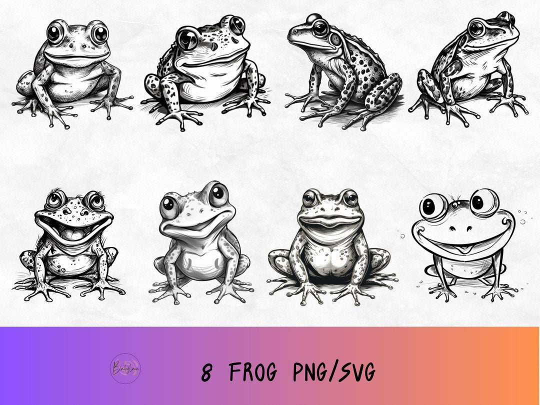 Frog Svg Bundle, Cute Frog Svg, Froggy Clipart, Animal Wildlife Png ...