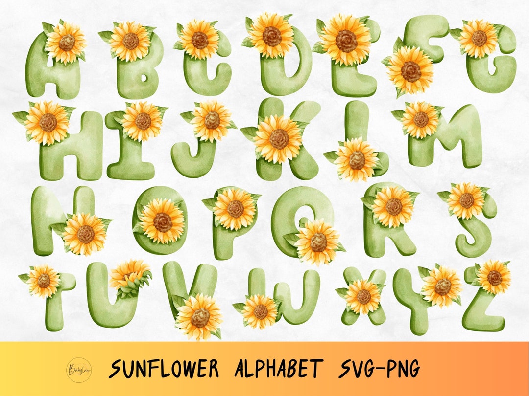 Sunflower Alphabet, Floral Letter Png, Initials Clip Art, Flowers ...