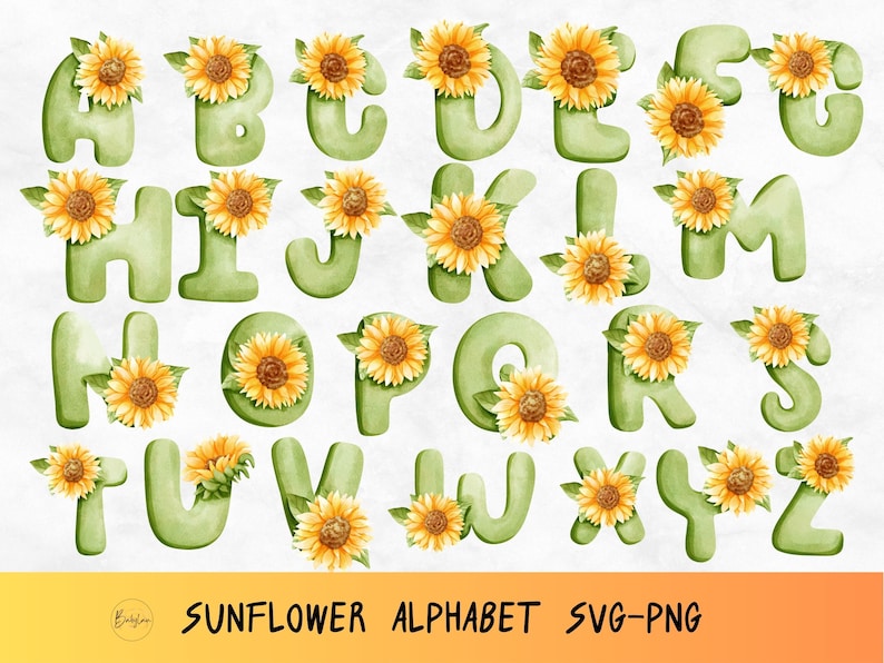 Sunflower Alphabet, Floral Letter Png, Initials Clip Art, Flowers ...