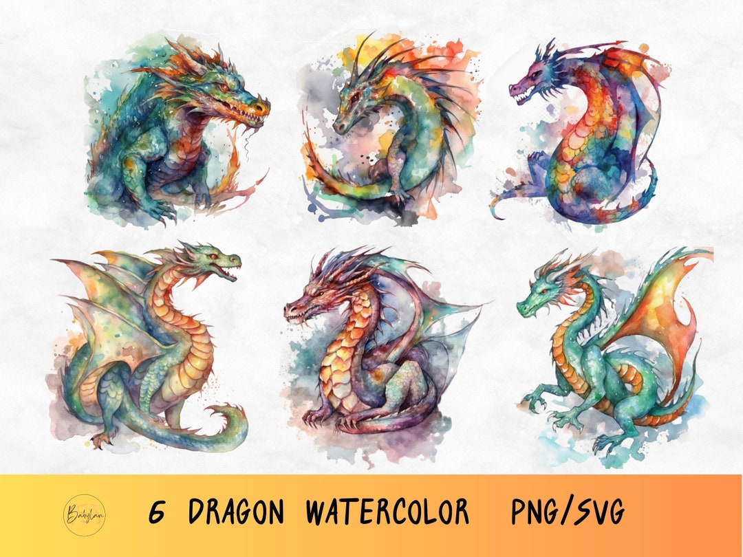 Little Dragon Svg Cute Little Dragon Png Watercolor Woodland - Etsy