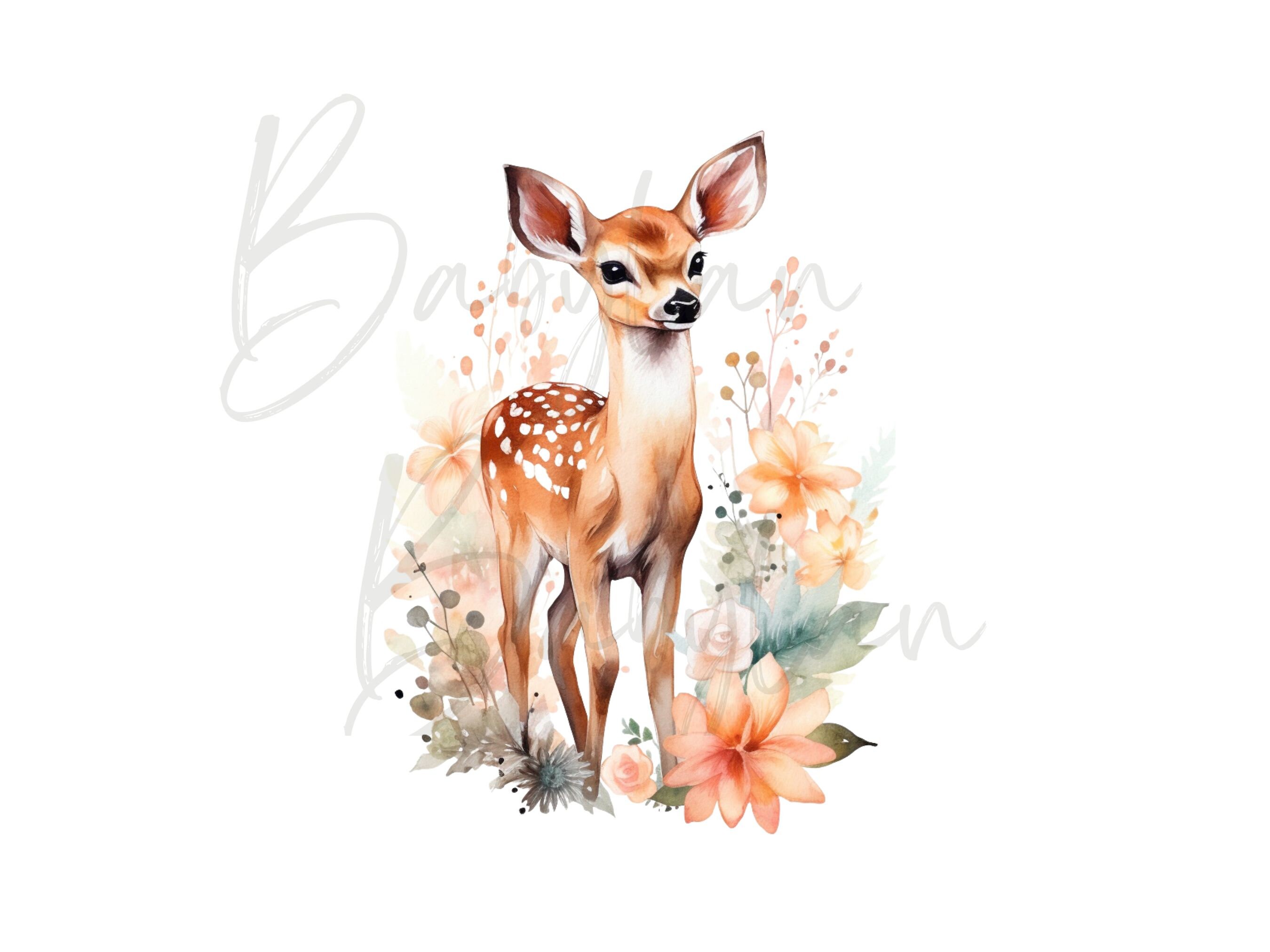 Floral Fawn SVG Bundle, Flower Deer Clipart,woodland Animal SVG, Cute ...