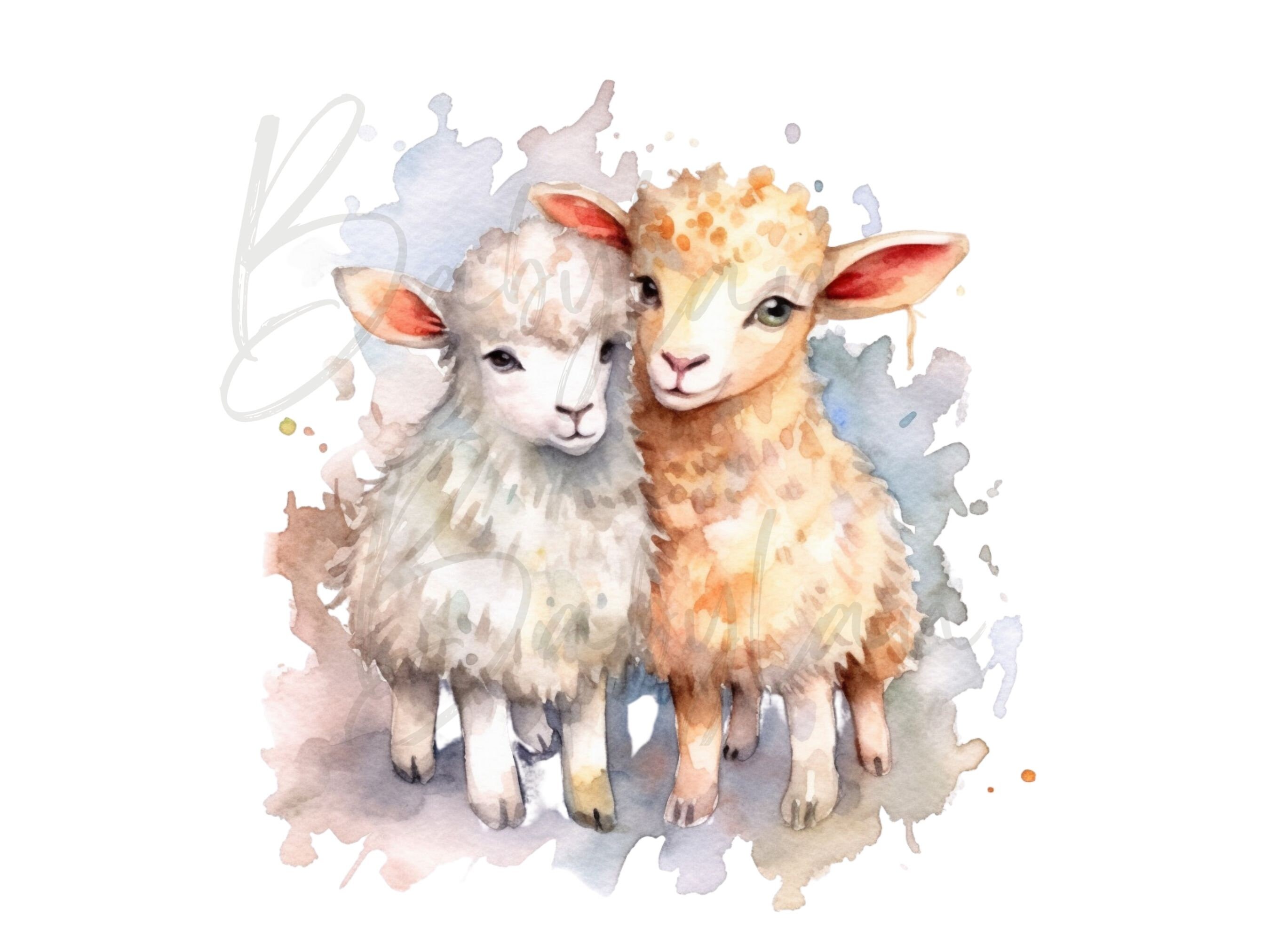 Watercolor Sheep Svg Bundle, Baby Sheep Set Clipart, Watercolor Farm ...