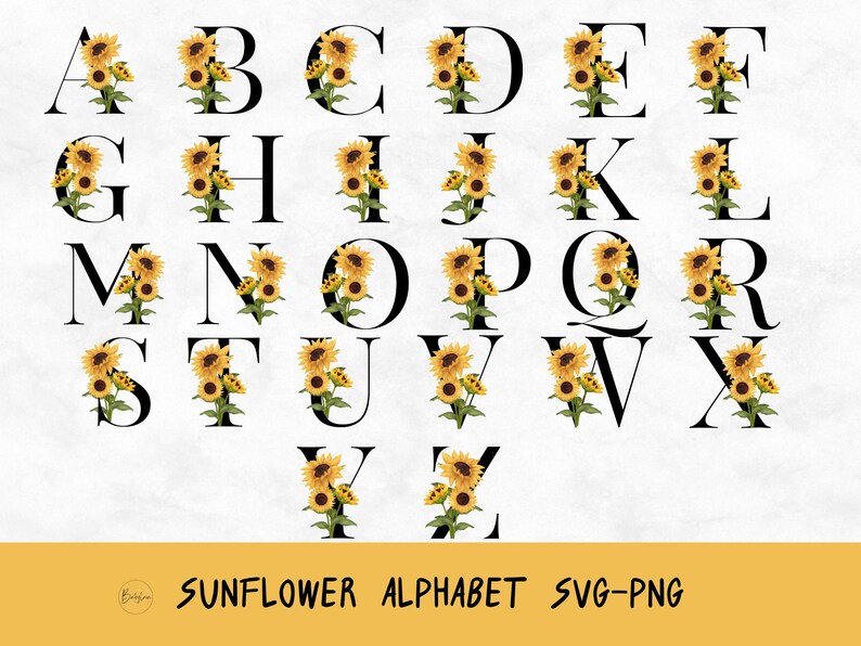 Sunflower Alphabet, Floral Letter Png, Initials Clip Art, Flowers ...