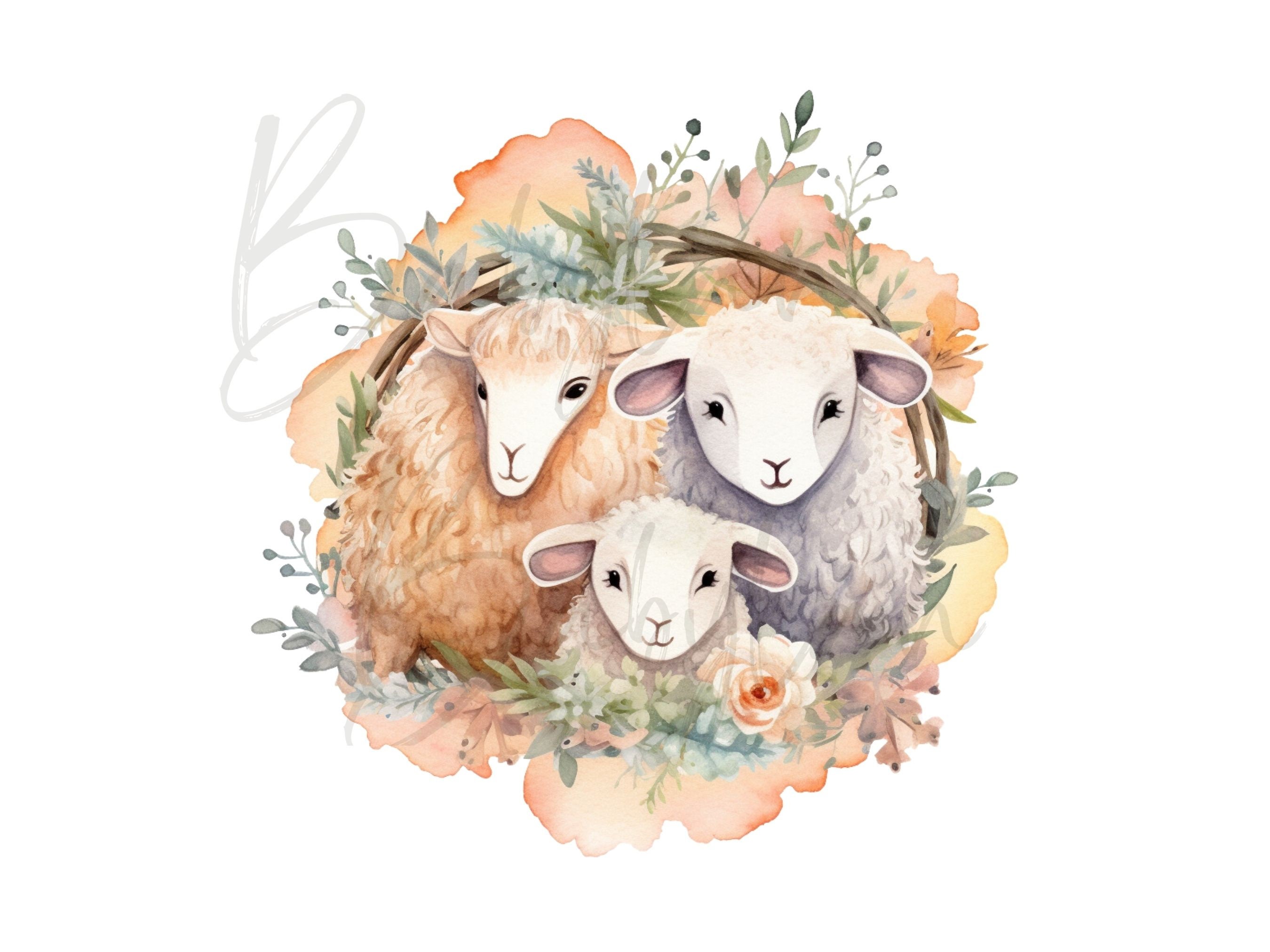 Watercolor Sheep Svg Bundle, Baby Sheep Set Clipart, Watercolor Farm ...