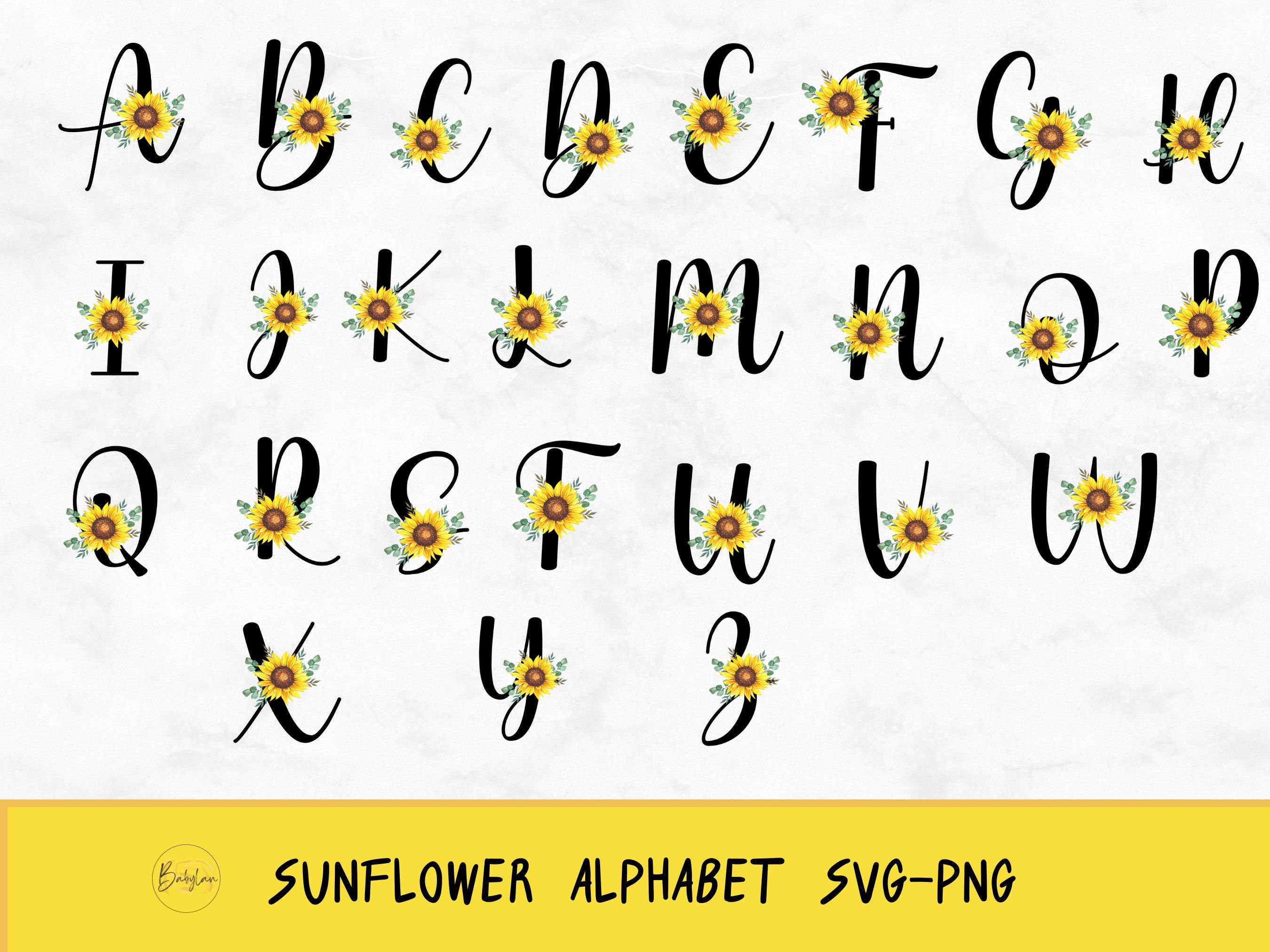 Sunflower Alphabet, Floral Letter Png, Initials Clip Art, Flowers ...