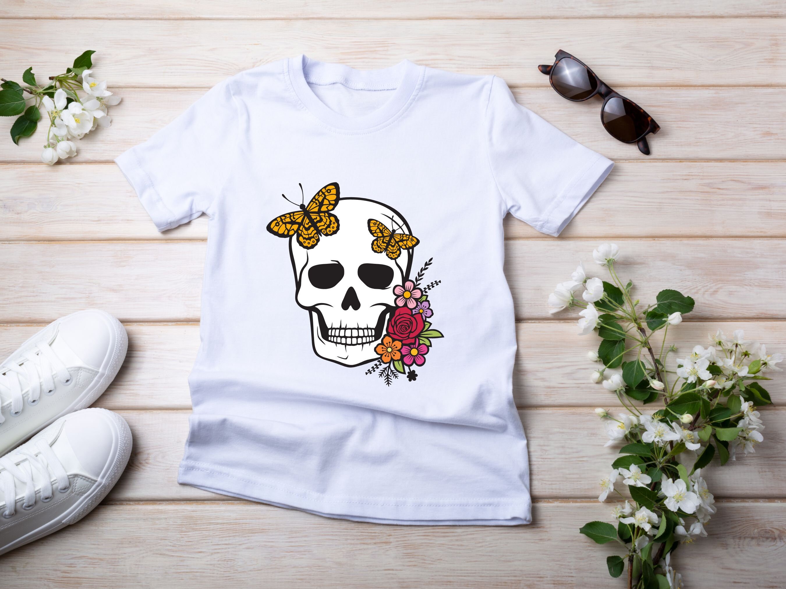 Floral Skeleton Svg Bundle,skull Head Svg, Floral Set Clipart Skeleton ...