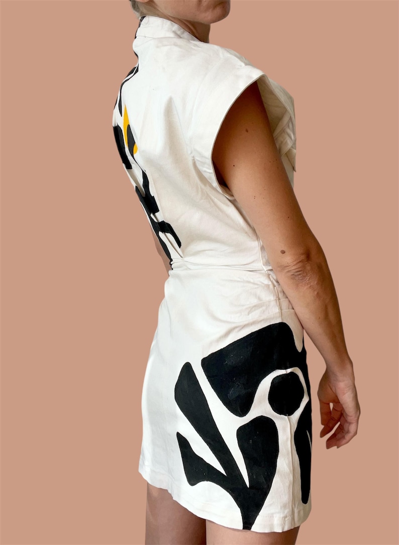 Hand Painted Short White Dress. Unique Garment. Size S. - Etsy