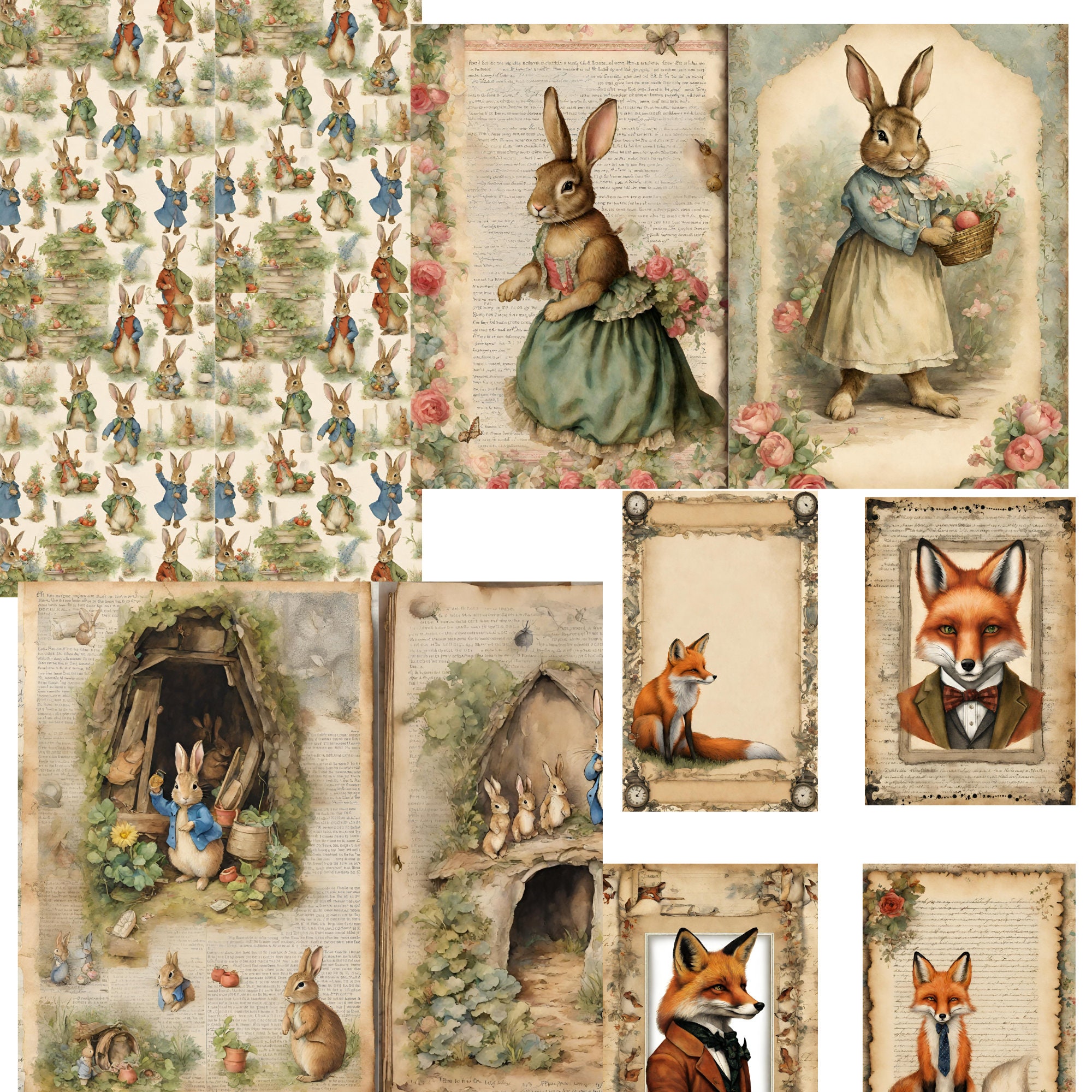 Junk Journal Kit Peter Rabbit. Full Kit 19 Pages for Folding, Prints ...