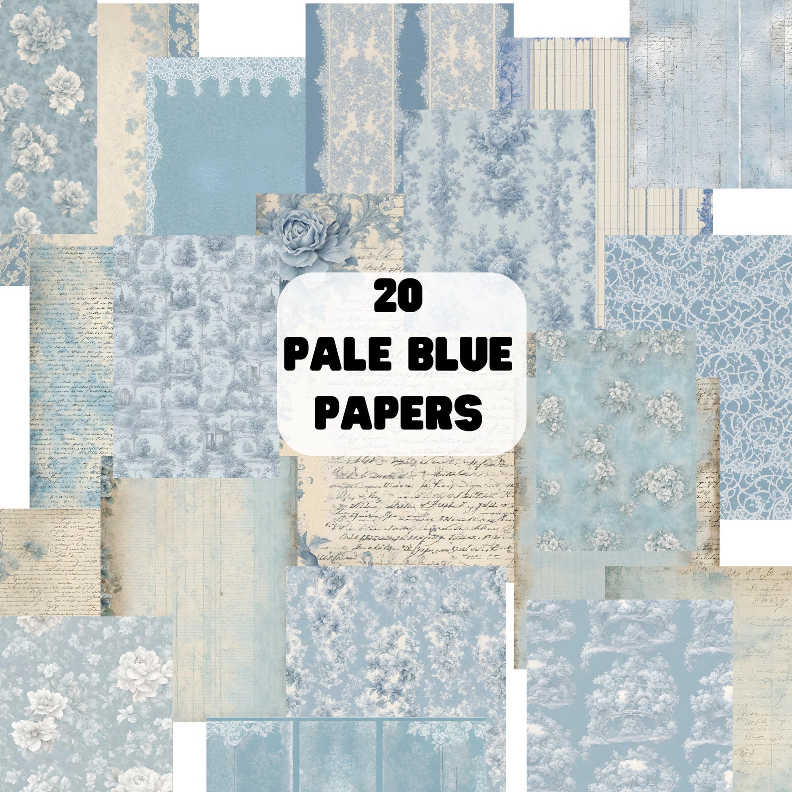 Blue Backgrounds Papers for Junk Journaling Scrapbooking & Paper Crafts ...