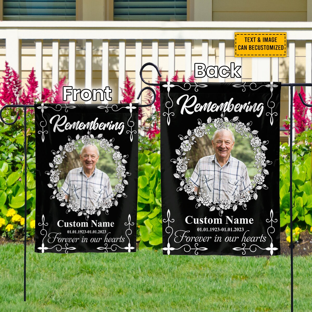Custom Memorial Garden Flags With Photo Name Date, In Loving Memory Flags Designed & Sold By Cricket