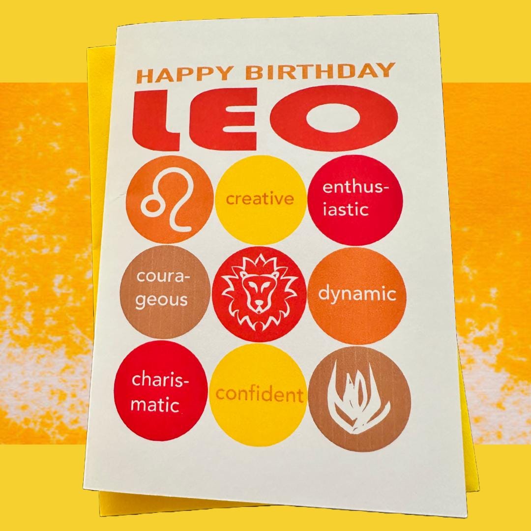LEO HAPPY BIRTHDAY Astrology Card Birthday Horoscope Notecard Cool ...