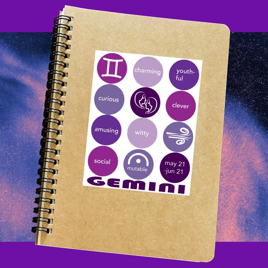 GEMINI Kraft Spiral Notebook:astrology Sign Traits & Symbols - Etsy