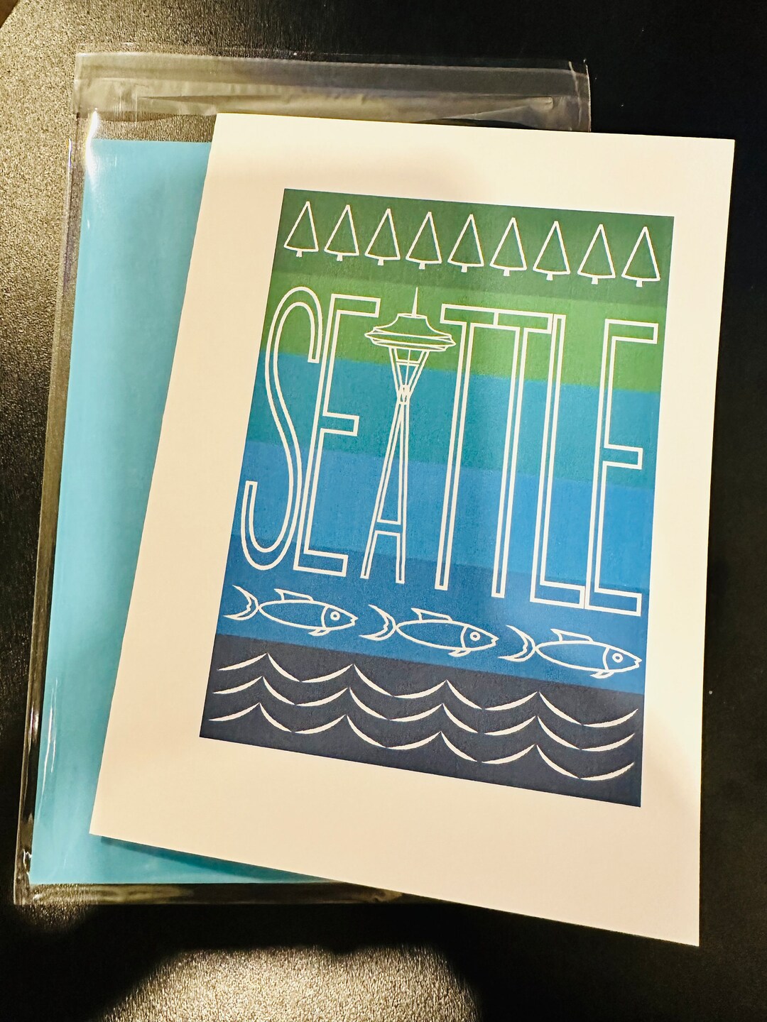 SEATTLE GREETING CARD Seattle Icons Greeting Card Seattle Space Needle ...