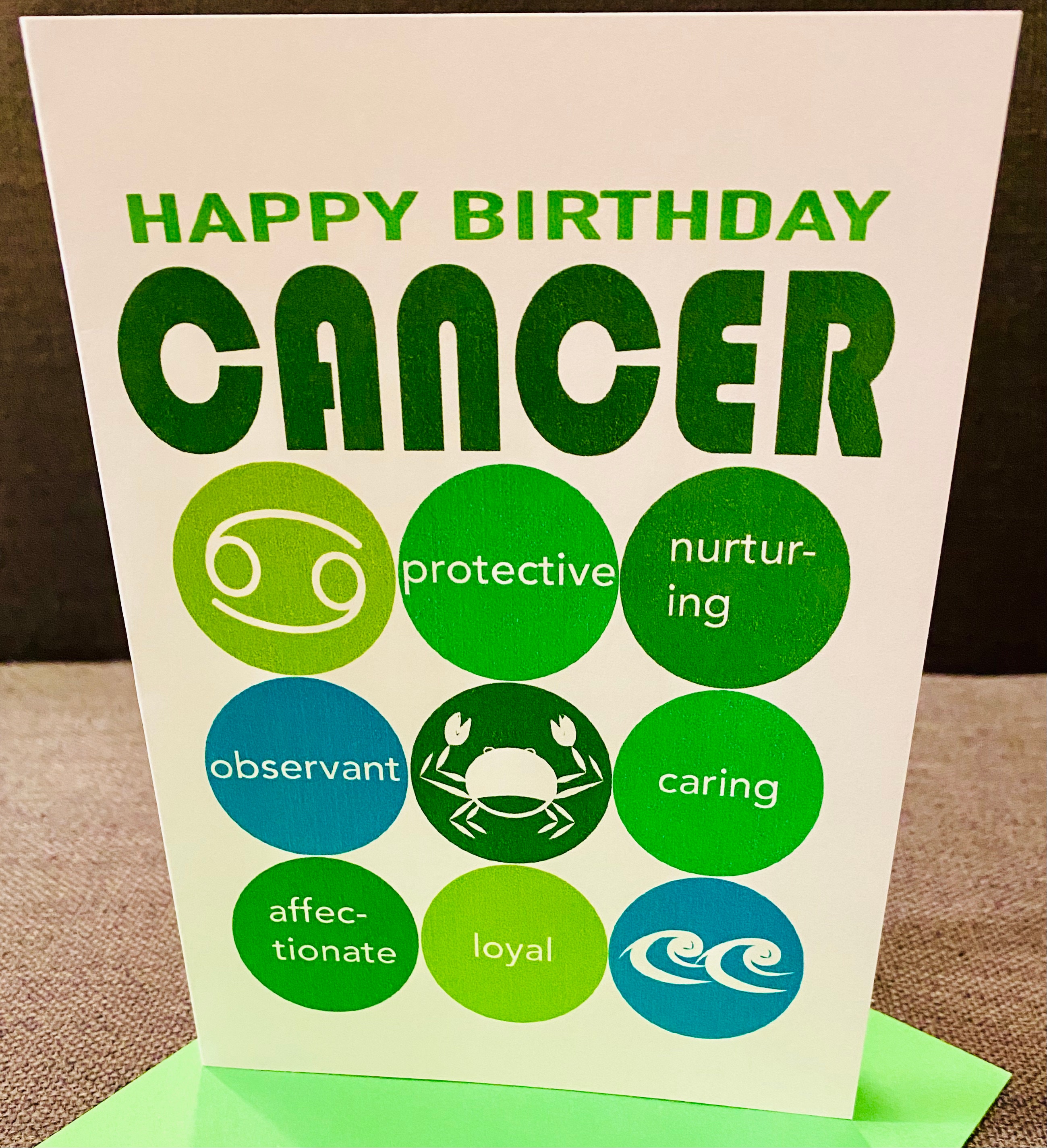 CANCER HAPPY BIRTHDAY Astrology Card Birthday Horoscope Notecard Zodiac ...