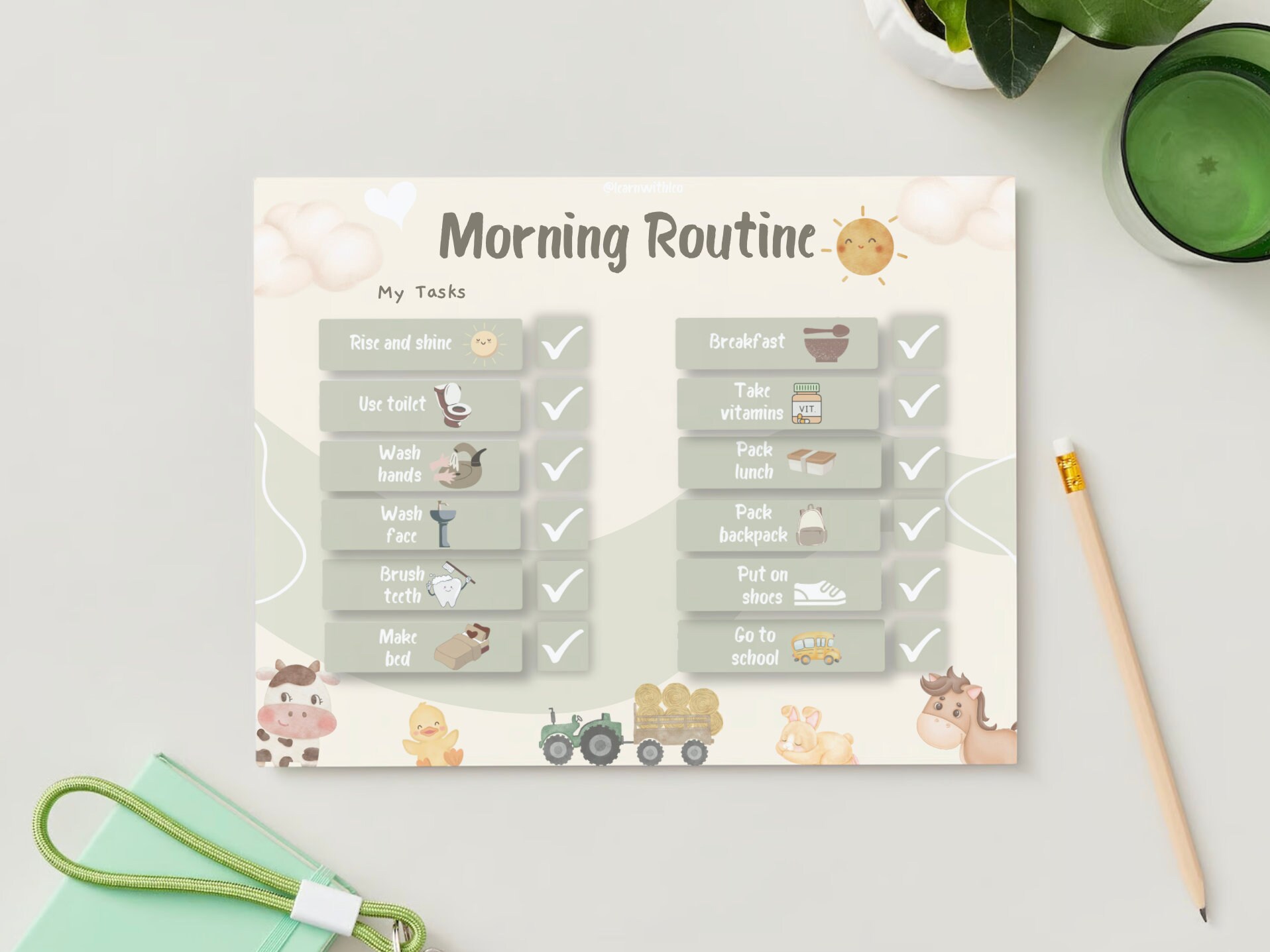 Farm Animals Routine Charts Bundle: Kids Morning, Bedtime, Chore ...