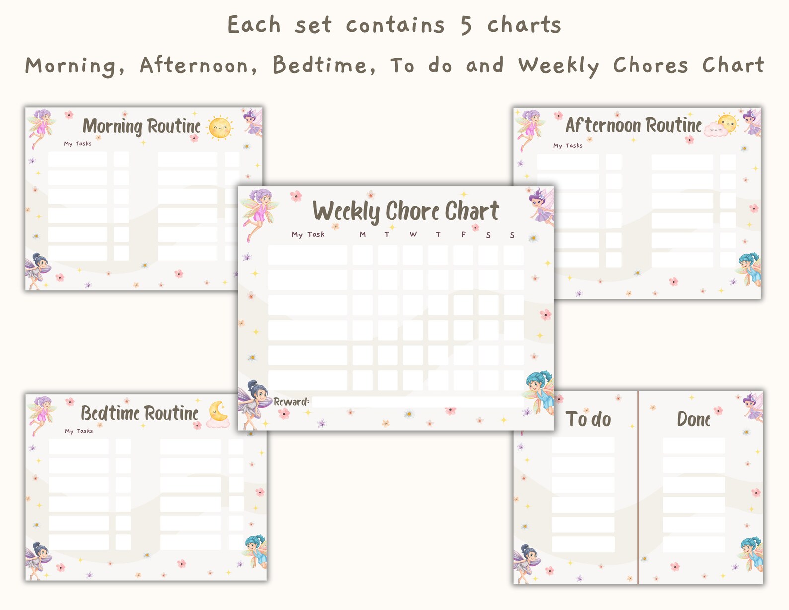 Fairy Theme Bundle of Routine Charts / Morning Routine Chart / Custom ...