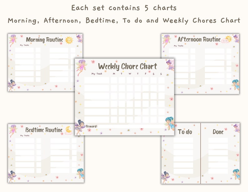 Fairy Theme Bundle of Routine Charts / Morning Routine Chart / Custom ...